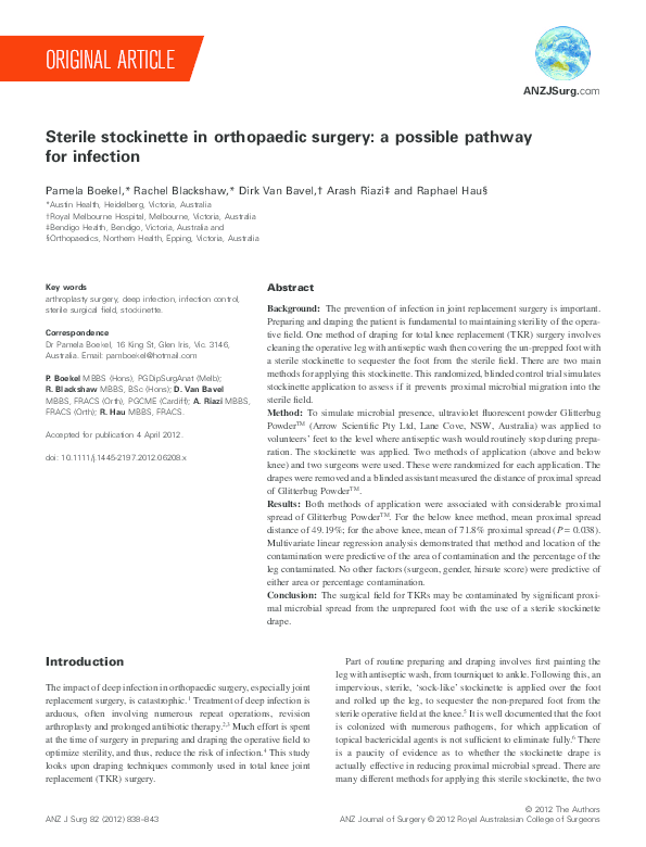 (PDF) Sterile stockinette in orthopaedic surgery: a possible pathway ...
