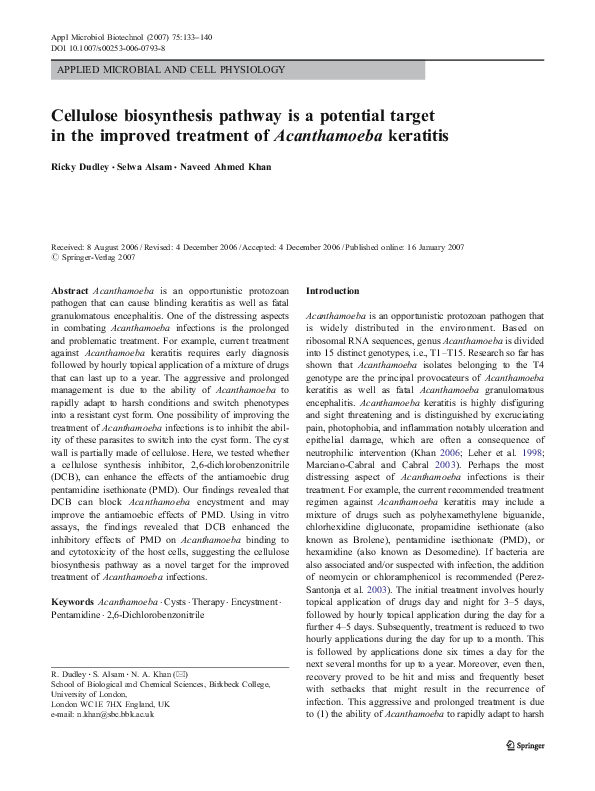 (PDF) Cellulose biosynthesis pathway is a potential target in the ...