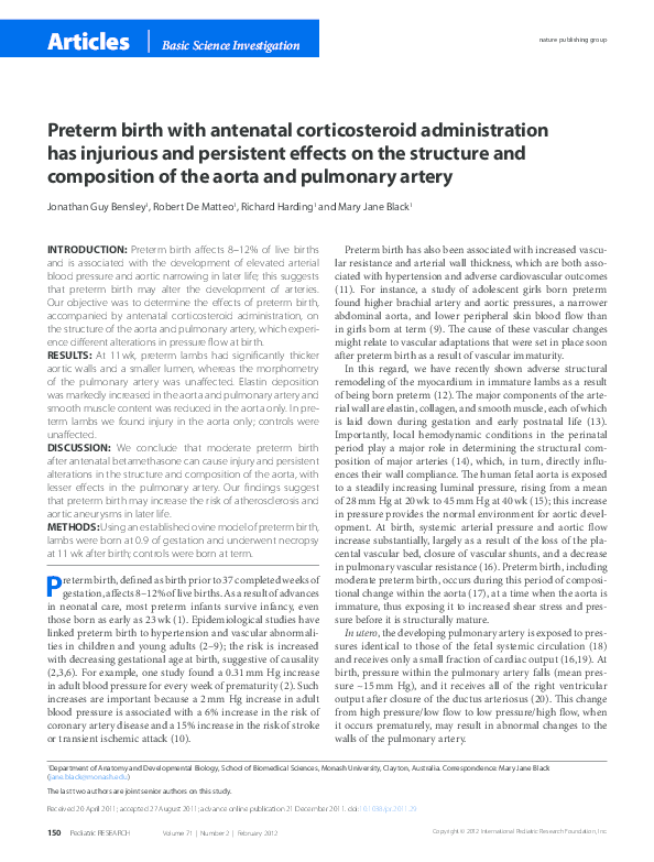 (PDF) Preterm birth with antenatal corticosteroid administration has ...