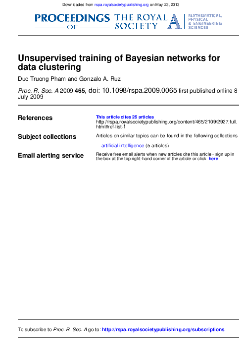 Pdf Unsupervised Training Of Bayesian Networks For Data Clustering