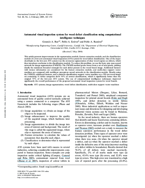 Pdf Automated Visual Inspection System For Wood Defect Classification