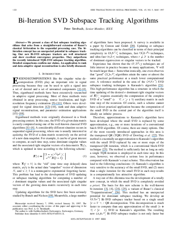 Pdf Bi Iteration Svd Subspace Tracking Algorithms 7620