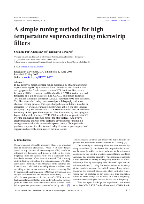 Pdf A Simple Tuning Method For High Temperature Superconducting