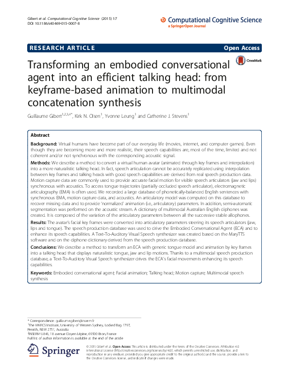 (PDF) Transforming an embodied conversational agent into an efficient talking head: from ...