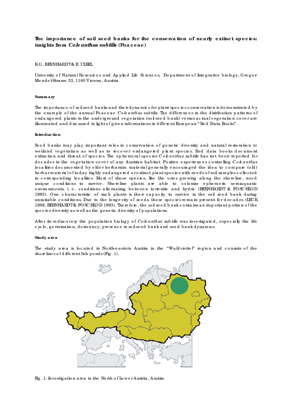 (PDF) The importance of soil seed banks for the conservation of nearly ...