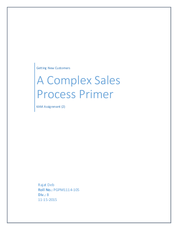 (PDF) Getting New Customers A Complex Sales Process Primer