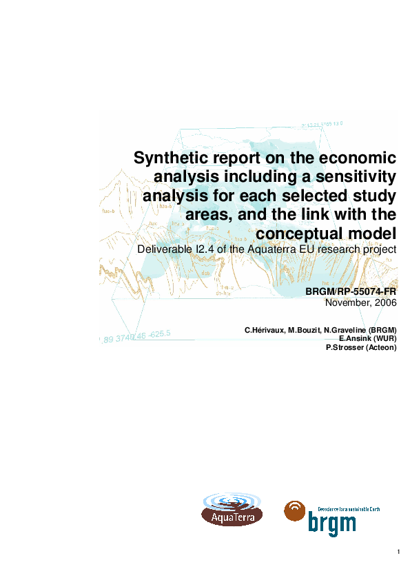 (PDF) Synthetic report on the economic analysis including a sensitivity ...
