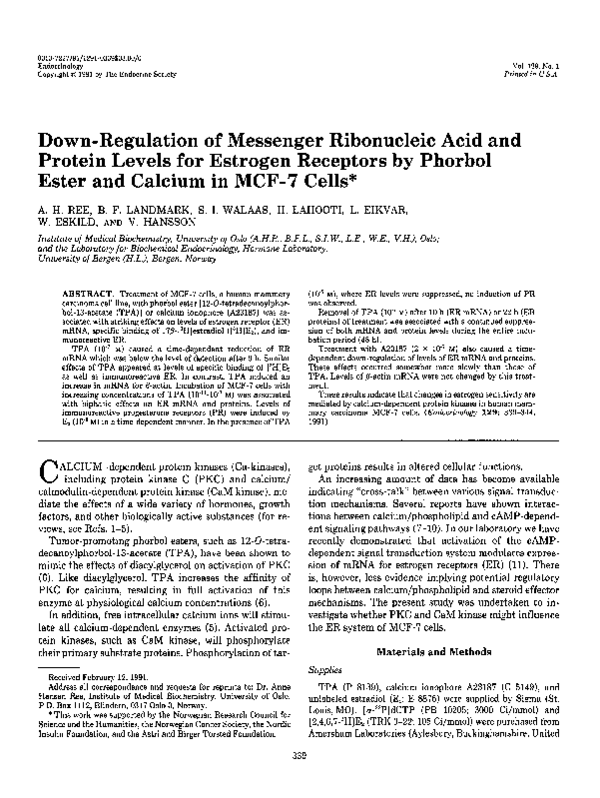 (PDF) Down-Regulation of Messenger Ribonucleic Acid and Protein Levels ...