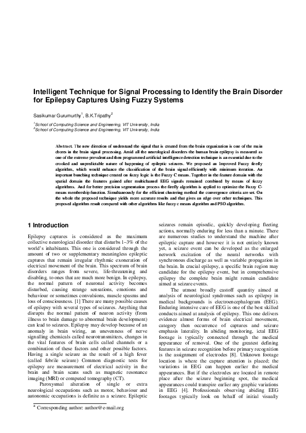 (PDF) Intelligent Technique for Signal Processing to Identify the Brain ...