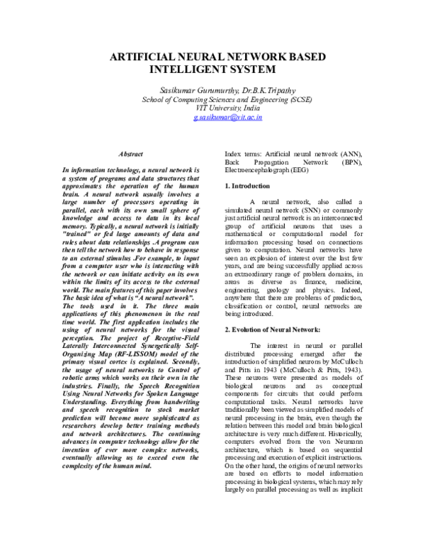 Doc Artificial Neural Network Based Intelligent System