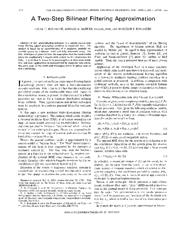 (PDF) A two-step bilinear filtering approximation