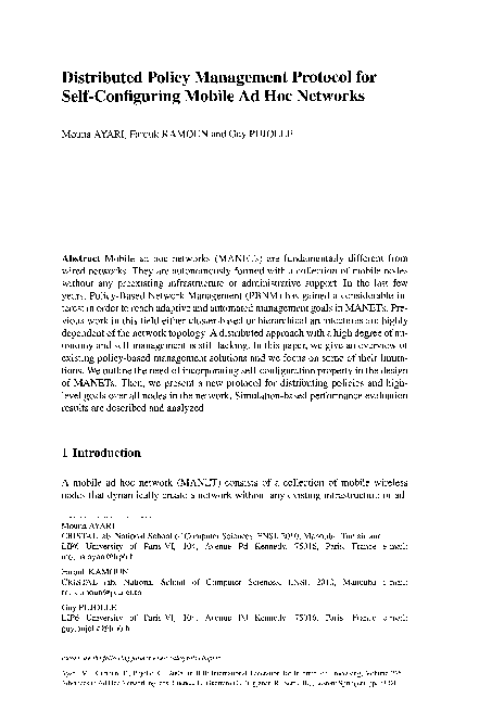 Pdf Distributed Policy Management Protocol For Self Configuring Mobile Ad Hoc Networks