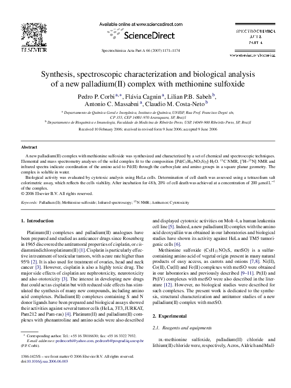 (PDF) Synthesis, spectroscopic characterization and X-ray structures of five-coordinate ...