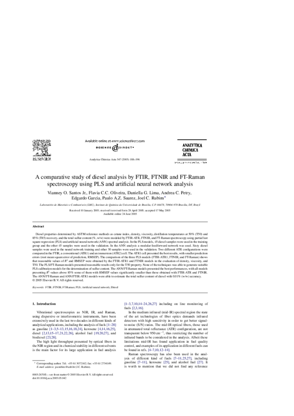 (PDF) A comparative study of diesel analysis by FTIR, FTNIR and FT ...