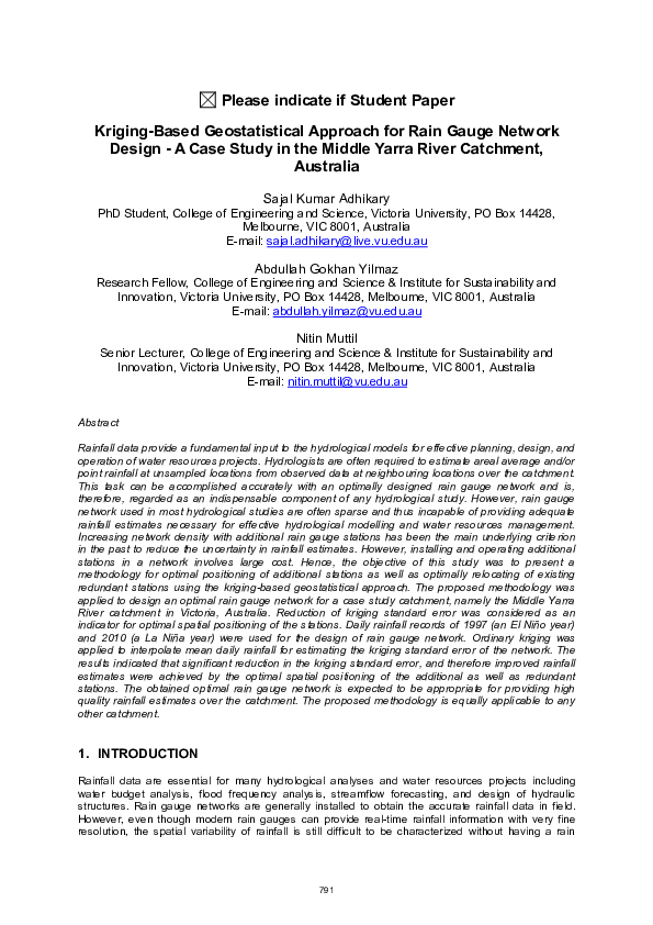 Kriging-Based Geostatistical Approach for Rain Gauge Network Design - A ...