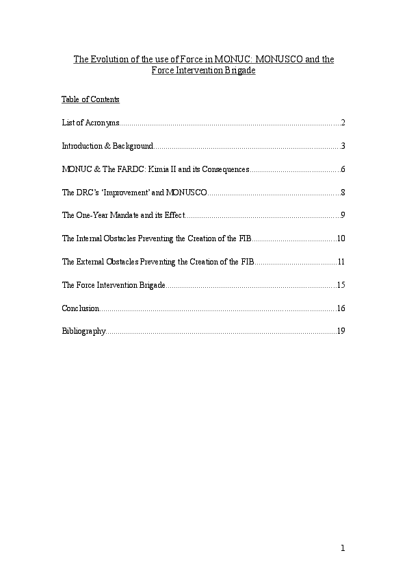 (DOC) The Evolution of the use of Force in MONUC: MONUSCO and the Force ...