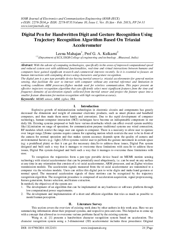 (PDF) Digital Pen for Handwritten Digit and Gesture Recognition Using ...