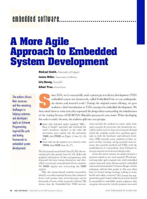 (PDF) A More Agile Approach to Embedded System Development