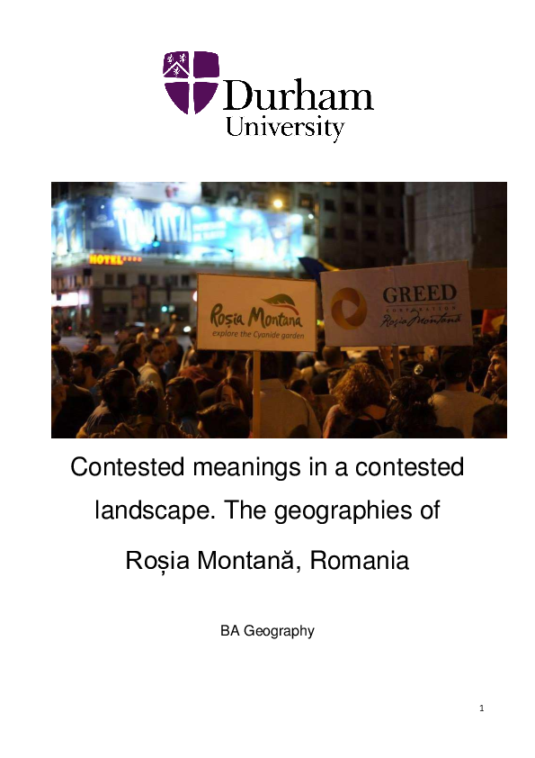 Contested meanings in a contested landscape. the geographies of Rosia ...