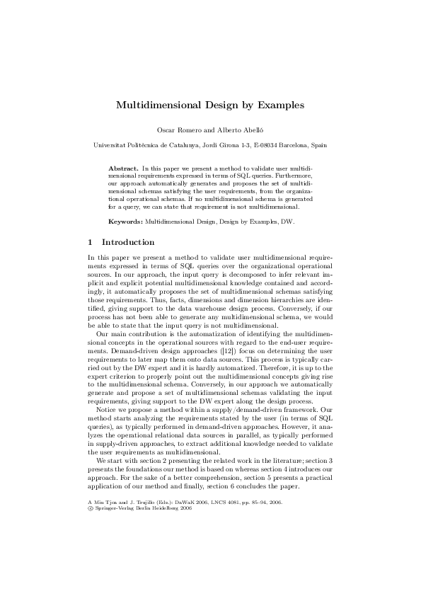 (PDF) Multidimensional Design by Examples