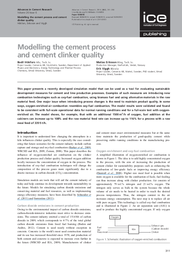 (PDF) Modelling the cement process and cement clinker quality