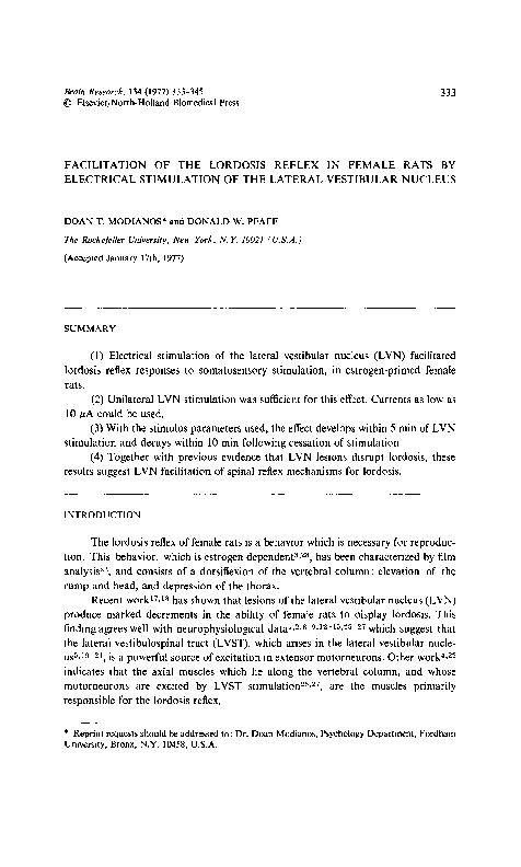 (PDF) Facilitation of the lordosis reflex in female rats by electrical ...