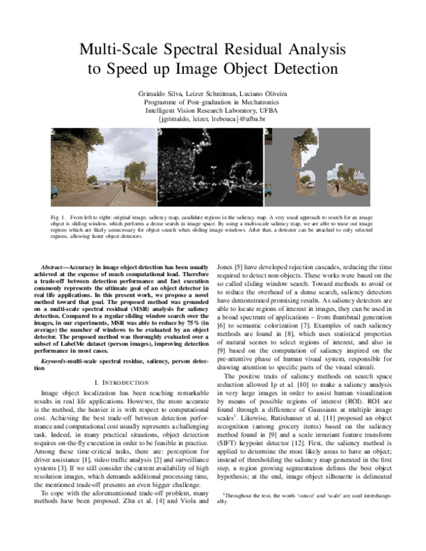 Pdf Multi Scale Spectral Residual Analysis To Speed Up Image Object Detection