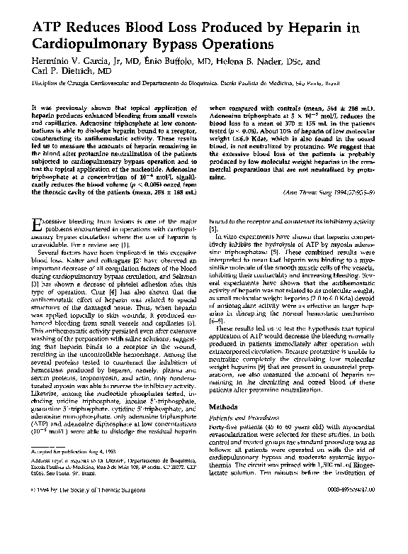 (PDF) ATP reduces blood loss produced by hepatin in cardiopulmonary ...