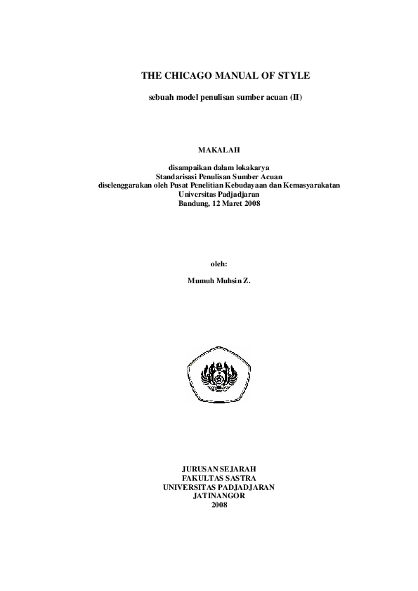 (PDF) THE CHICAGO MANUAL OF STYLE sebuah model penulisan sumber acuan (II