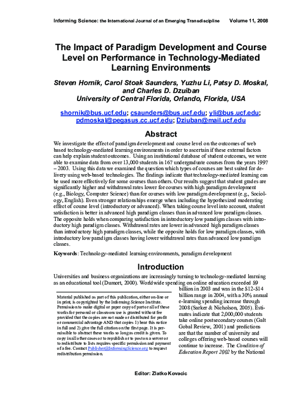(PDF) The Impact of Paradigm Development and Course Level on ...