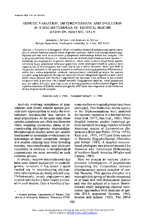 (PDF) Genetic Variation, Differentiation, and Evolution in a Species ...