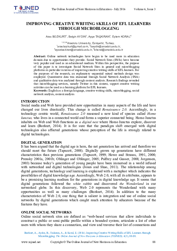 (PDF) Enhancing EFL Creative Writing via Microblogging