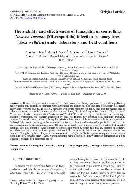 (PDF) The stability and effectiveness of fumagillin in controlling ...