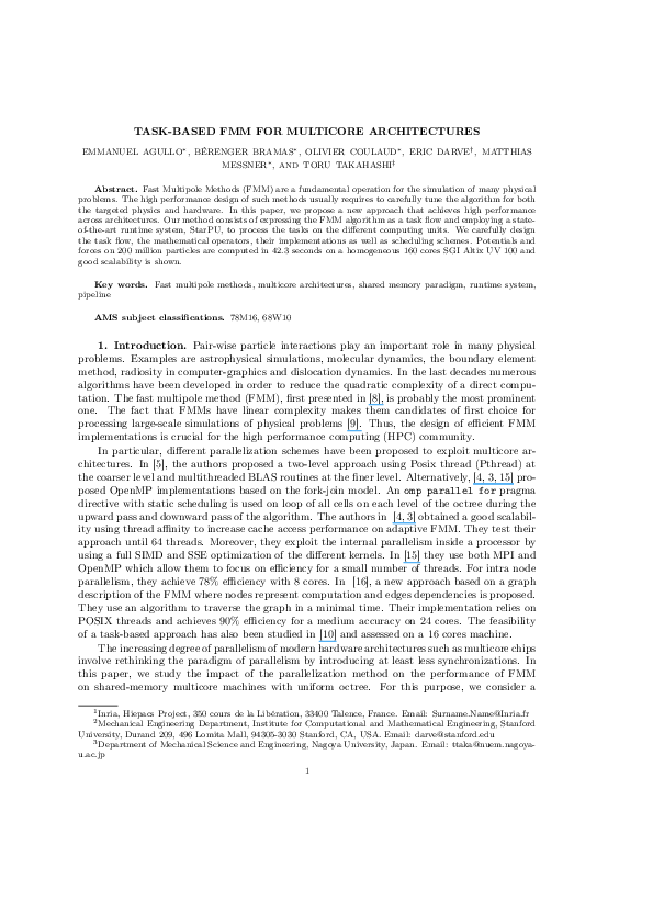 Pdf Task Based Fmm For Multicore Architectures