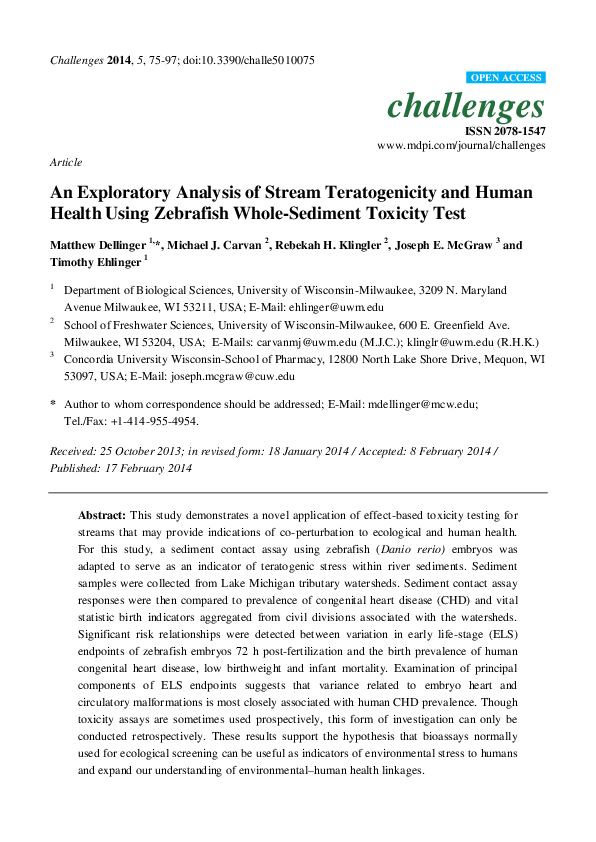 (PDF) An Exploratory Analysis of Stream Teratogenicity and Human Health ...