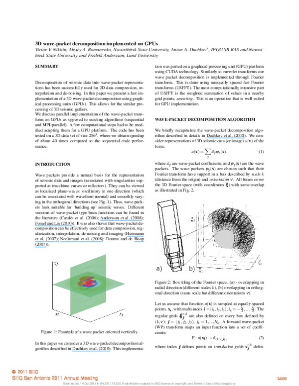 Pdf 3d Wave‐packet Decomposition Implemented On Gpus Alexey
