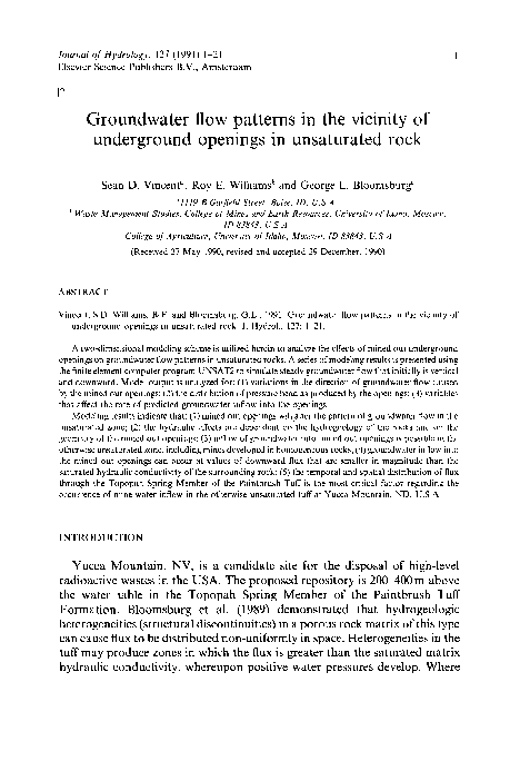 (PDF) Groundwater flow patterns in the vicinity of underground openings ...