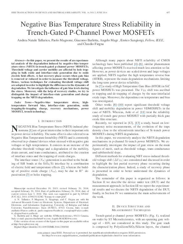 (PDF) Negative Bias Temperature Stress Reliability in Trench-Gated P ...
