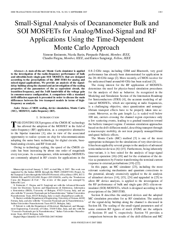 (PDF) Small-Signal Analysis of Decananometer Bulk and SOI MOSFETs for Analog/Mixed-Signal and RF ...