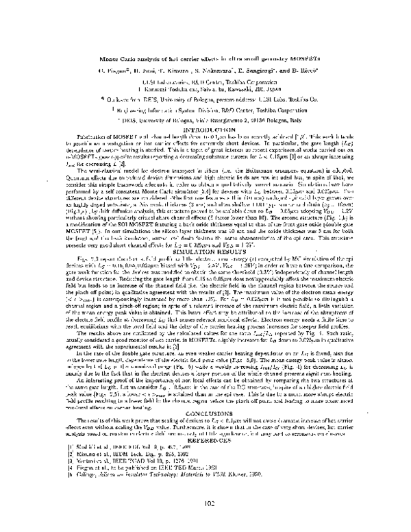 (PDF) Monte Carlo Analysis Of Hot Carrier Effects In Ultra Small Geometry MOSFETs | Enrico ...
