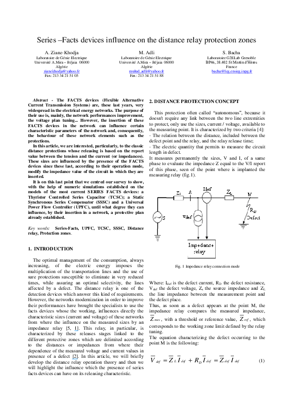 (PDF) Series-Facts devices influence on the distance relay protection zones