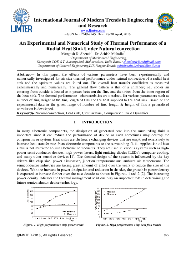 (PDF) An Experimental and Numerical Study of Thermal Performance of a ...