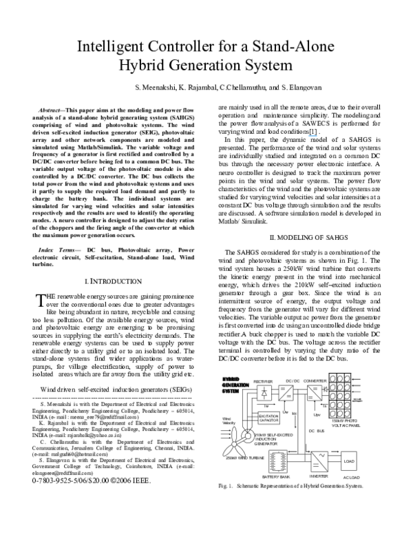 (PDF) Intelligent Controller for a Stand-Alone Hybrid Power Generation System