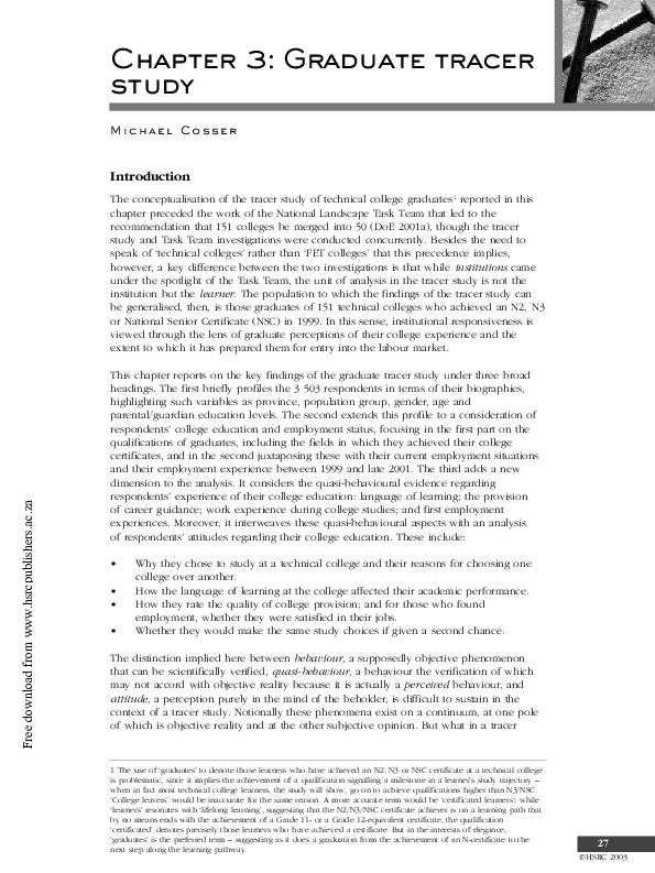 (PDF) Technical College Responsiveness Chapter 3 Graduate tracer study