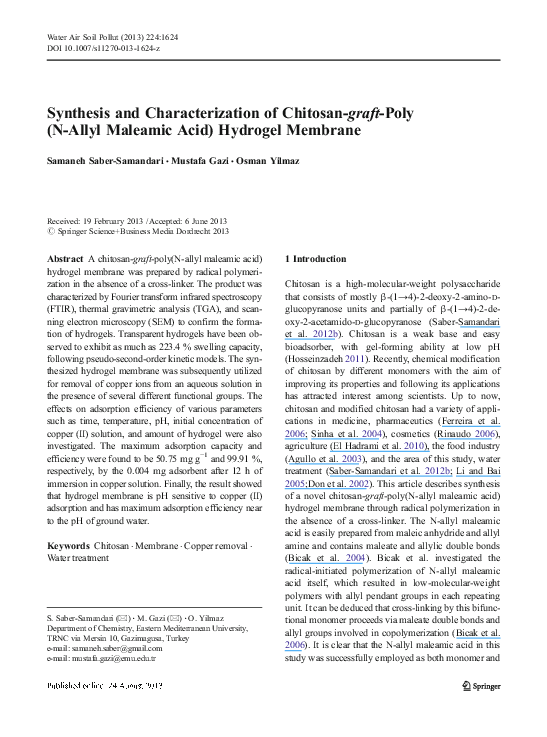 (PDF) Synthesis and characterization of chitosan-graft-polycaprolactone copolymers