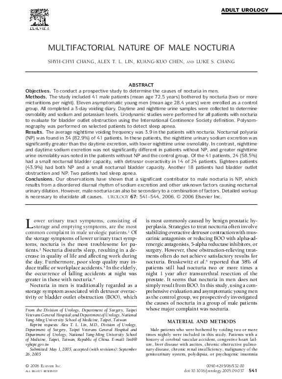 (PDF) Multifactorial nature of male nocturia