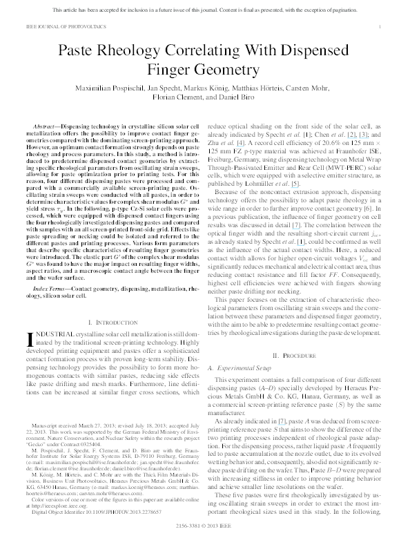 (PDF) Paste Rheology Correlating With Dispensed Finger Geometry