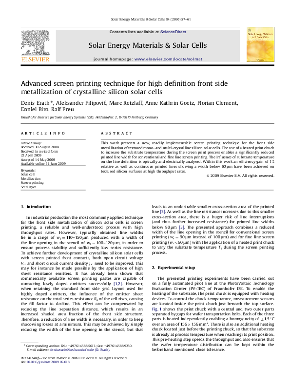 (PDF) Advanced screen printing technique for high definition front side ...