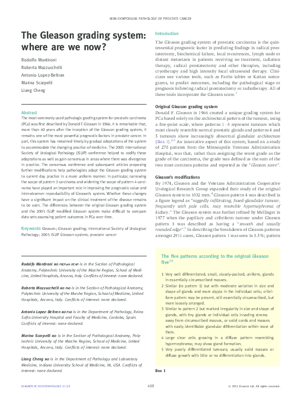 (PDF) The Gleason grading system: where are we now?