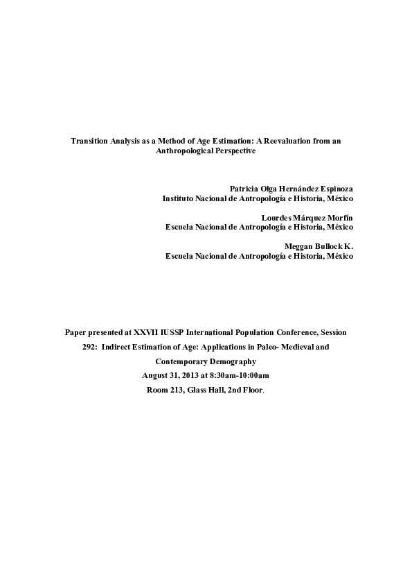 (PDF) Transition Analysis as a Method of Age Estimation: A Reevaluation ...